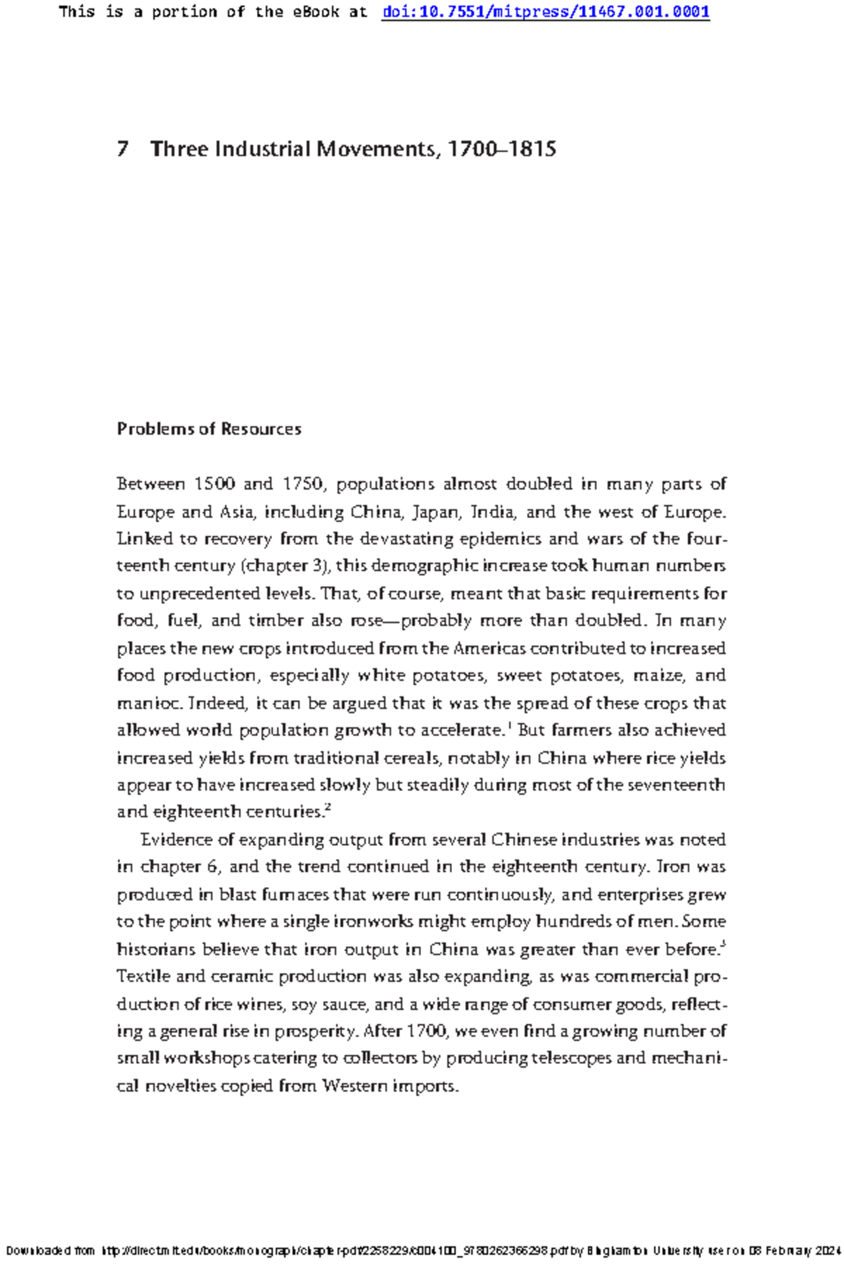 Pacey and Bray chap 7 - Problems of Resources Between 1500 and 1750 ...