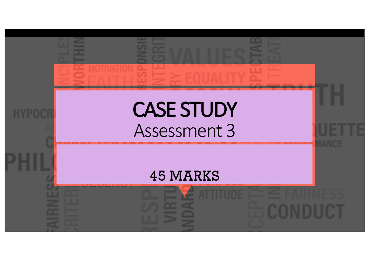 Case Study Slides 2022 - CASE STUDY Assessment 3 45 MARKS Assessment ...
