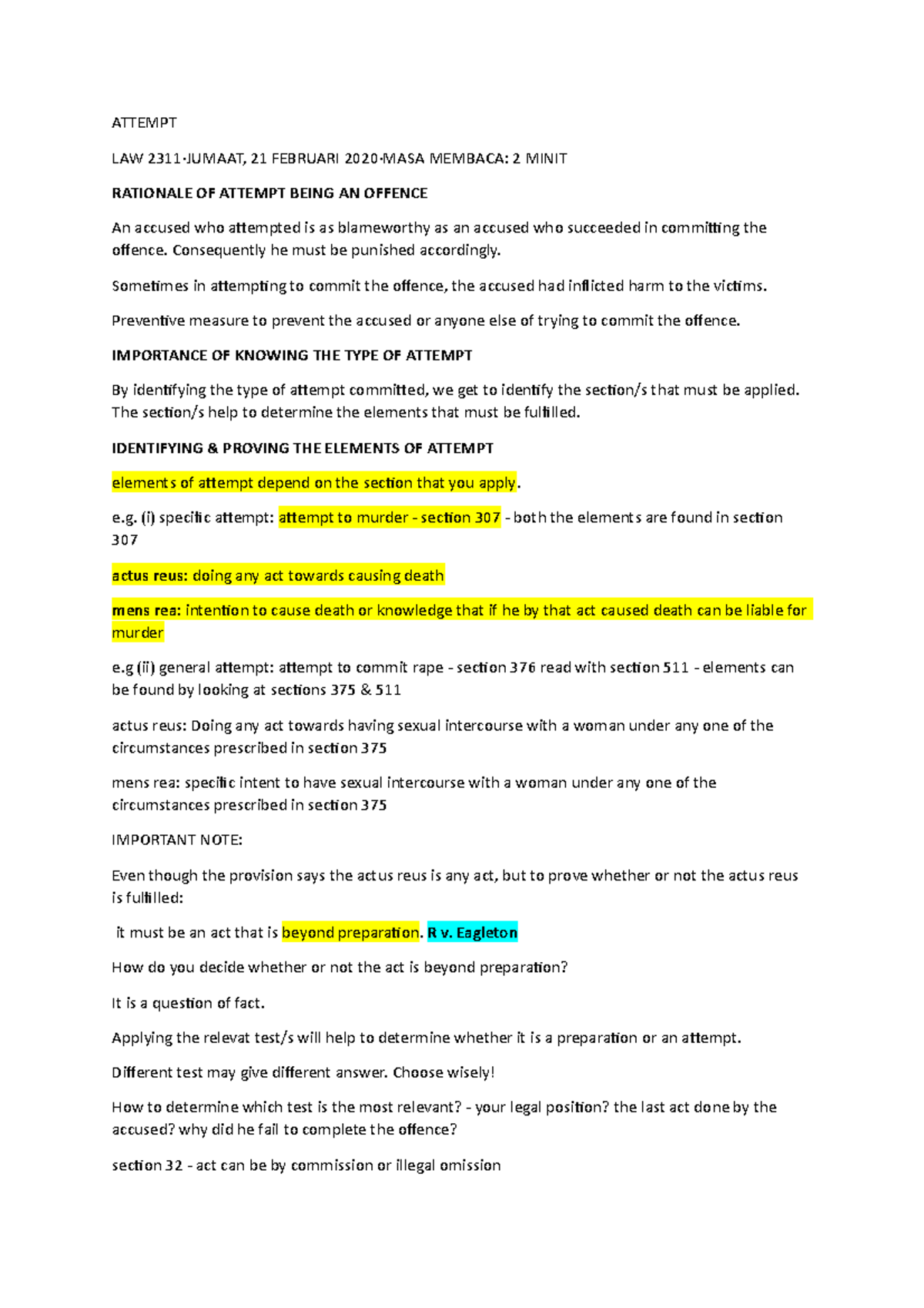 Z CL2 Attempt - ATTEMPT LAW 2311·JUMAAT, 21 FEBRUARI 2020·MASA MEMBACA ...