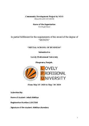 CDP report sample - Community development - LPU - Studocu