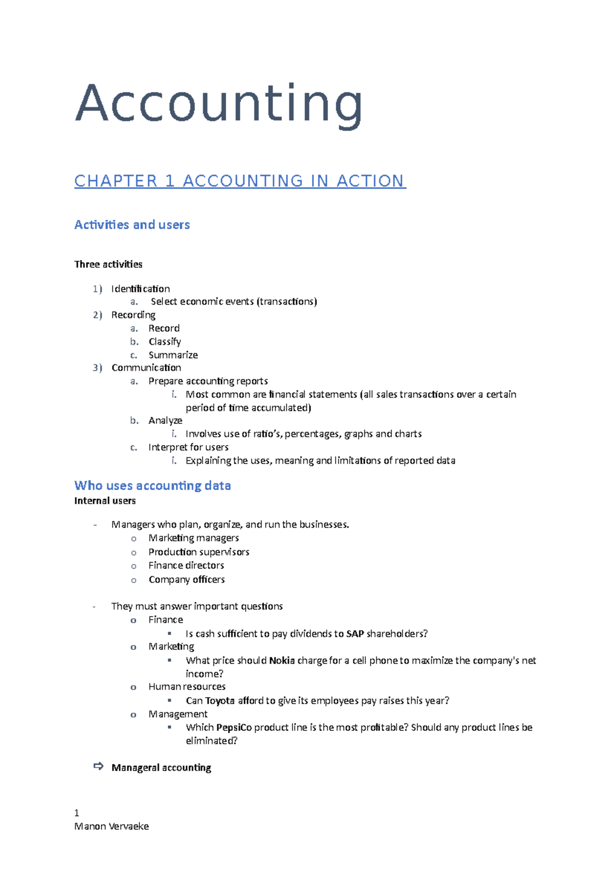 Accounting Principles - Accounting CHAPTER 1 ACCOUNTING IN ACTION ...