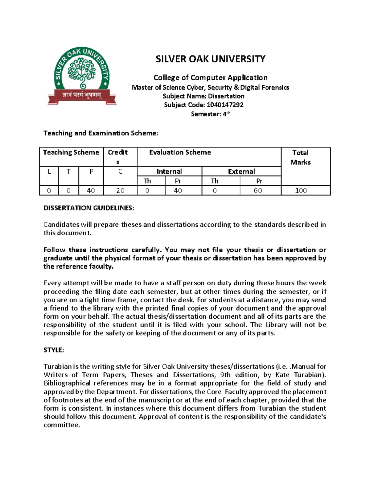 Sem4 - SILVER OAK UNIVERSITY College of Computer Application Master of ...