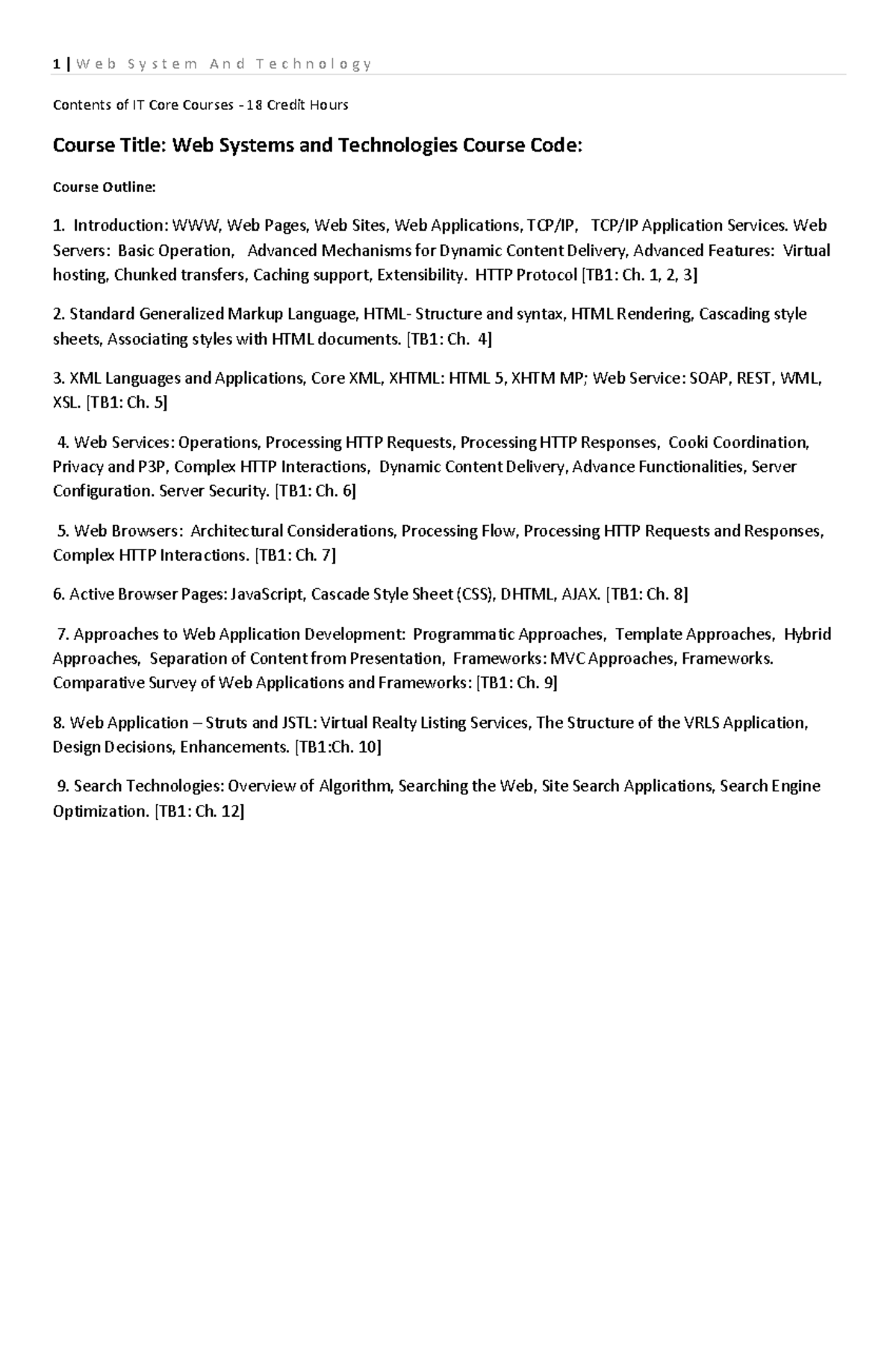 Websystem and technologies notes - Contents of IT Core Courses - 18 ...