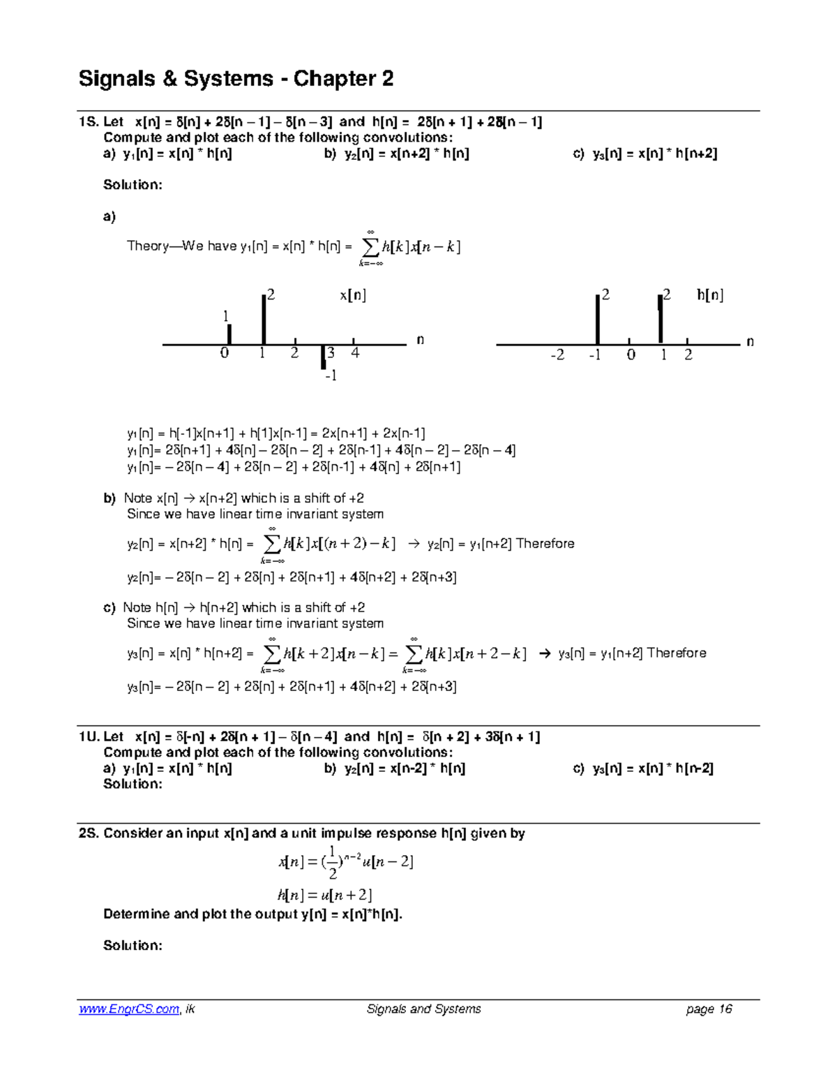 SSFch 2 Signals Systems Chapter 2 1S Let X n n