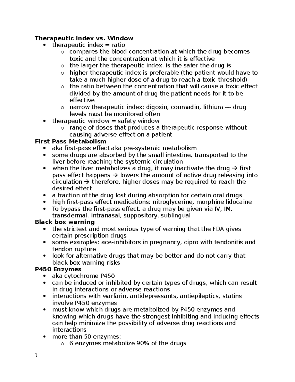 Virtual Session 1 Notes - Therapeutic Index vs. Window therapeutic ...