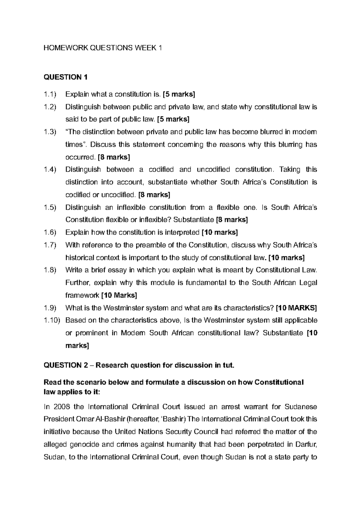 Homework Questions WEEK 1 JJTV200 - HOMEWORK QUESTIONS WEEK 1 QUESTION ...