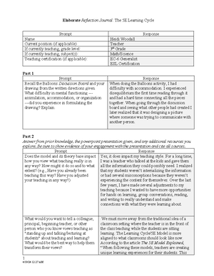 Explain and Elaborate Reflection Journal Constructivism Woodall ...