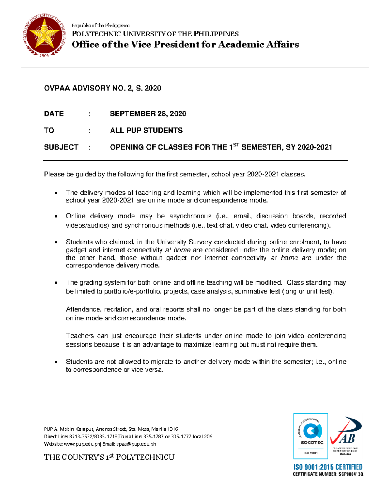 Ovpaa-Advisory-No - This will help students on their academics ...