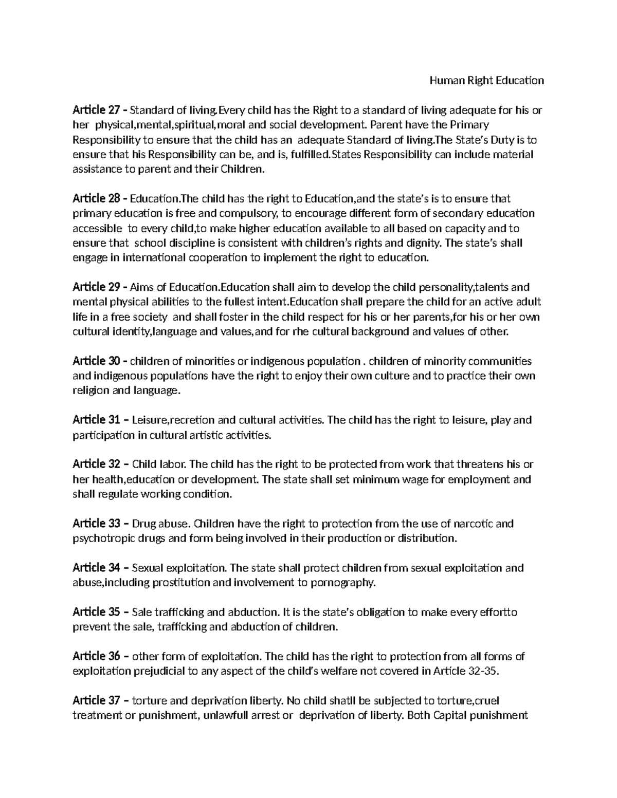 CLJ-2 - JURISPRUDENCE - Human Right Education Article 27 - Standard of ...
