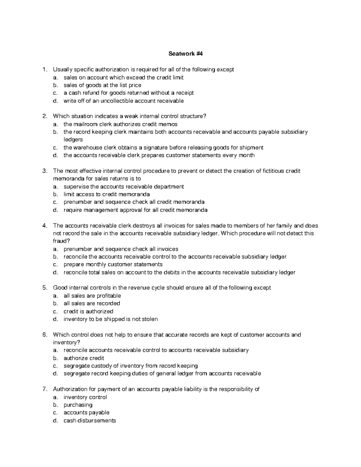 Seatwork #4 - 5snjskskxkozkzgshaiabzbxjsjanabhs - Seatwork # Usually ...