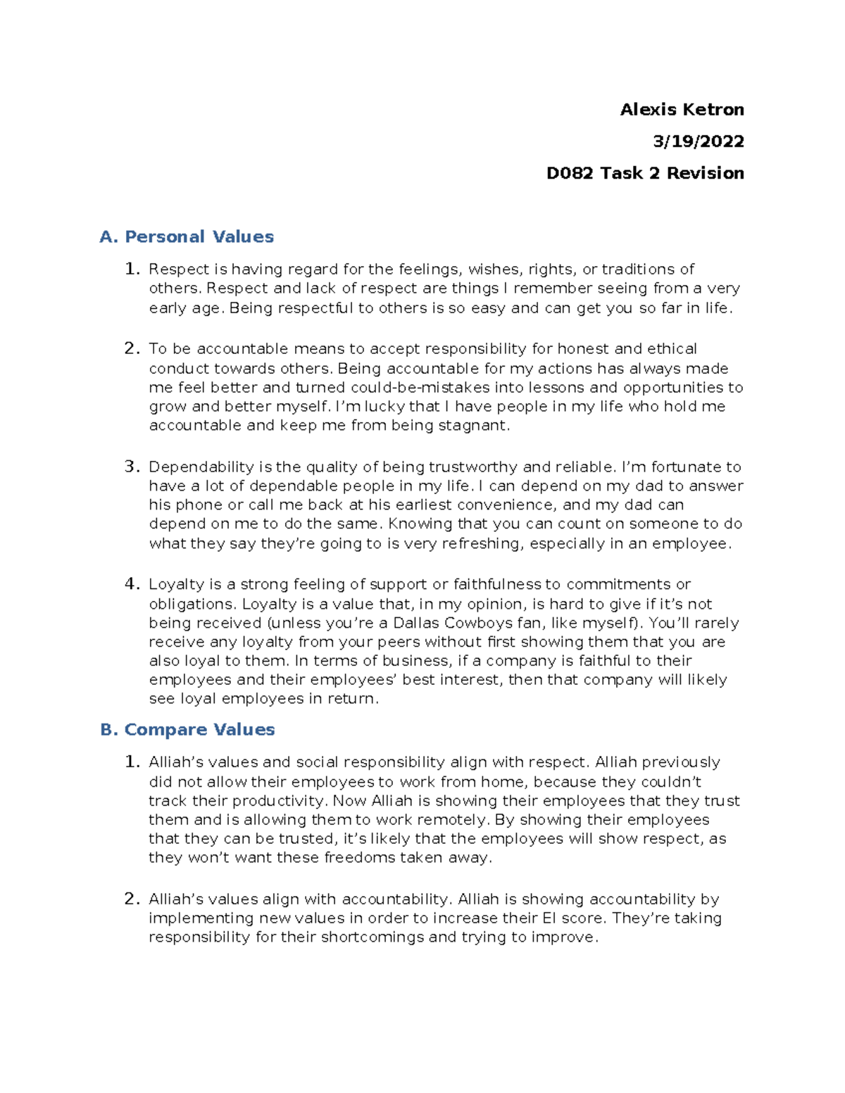 D082 e and c Task 2 Revision - Alexis Ketron 3/19/ D082 Task 2 Revision ...