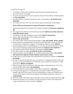 Psych 420 ch. 9 - 11 quiz answers - Psych 420 Week 5 Chapter 9 Quiz One ...