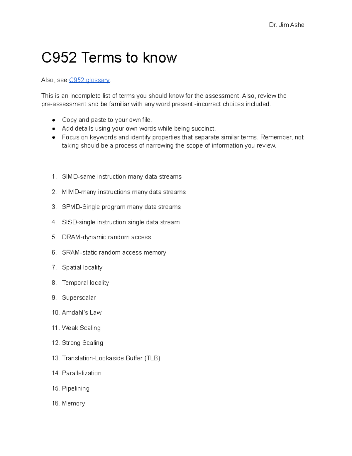 C952 Terms to know - Notes - C952 Terms to know Also, seeC952 glossary ...