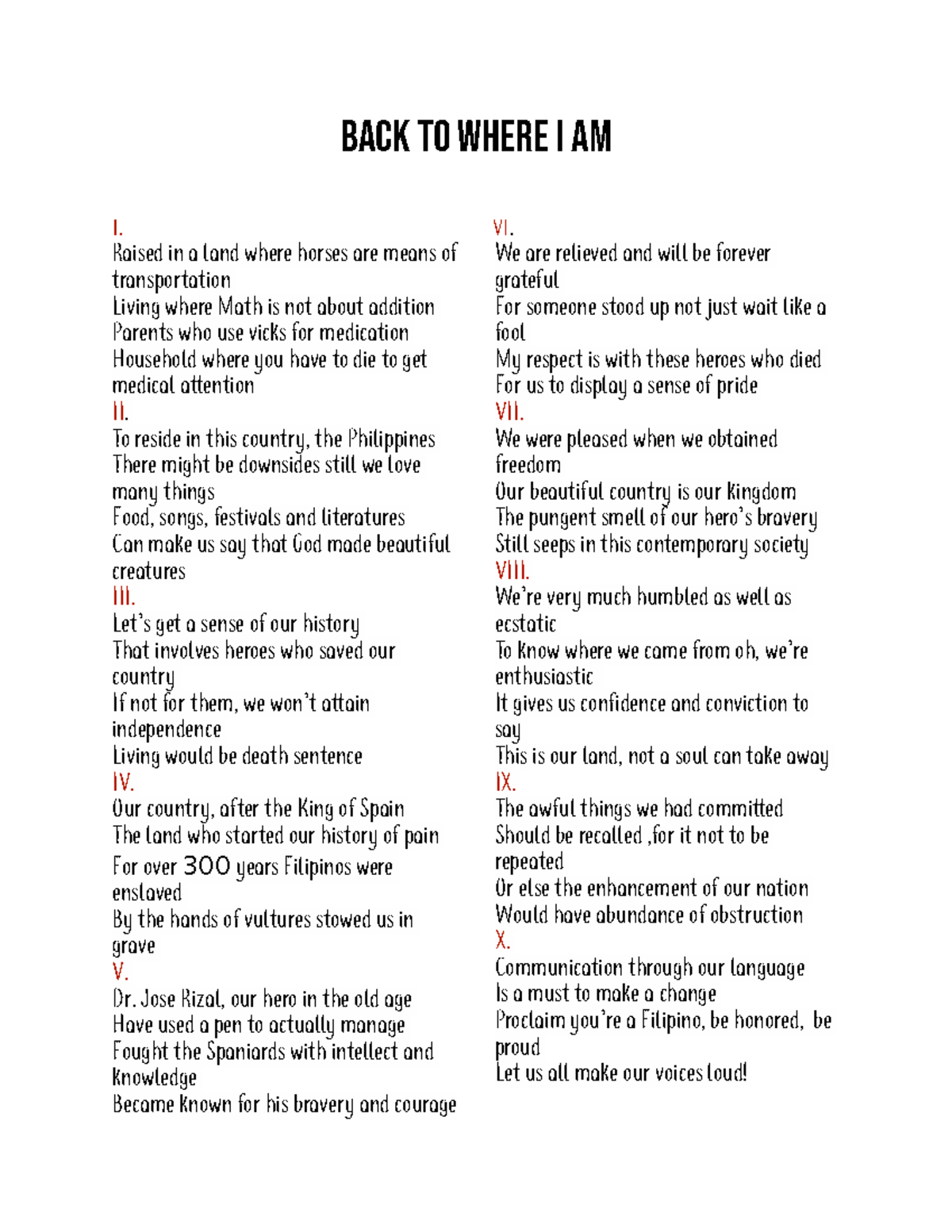 English Poem - A poem about americans - Back to Where I Am I. VI ...
