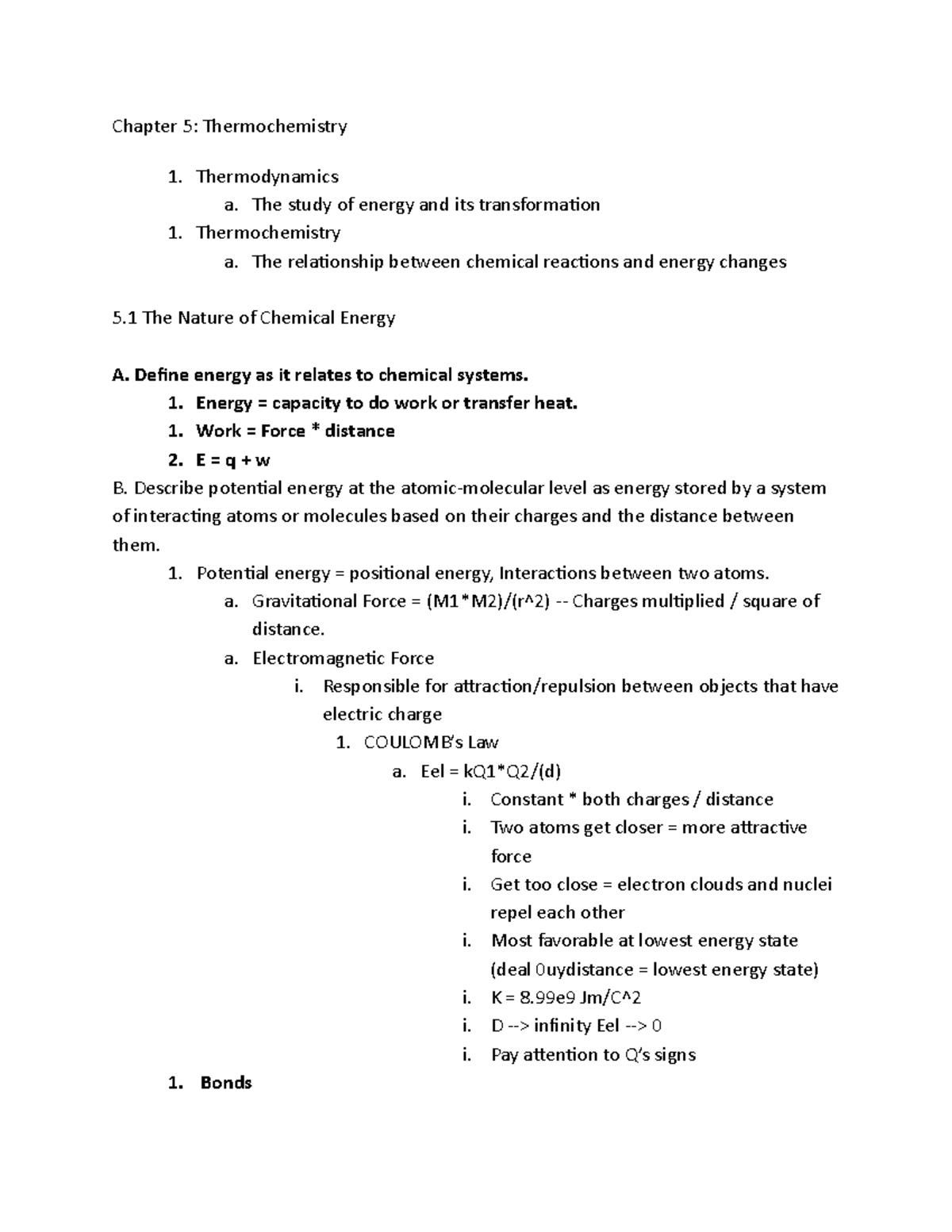 Chapter 5: Thermochemistry Principles of Chemistry I A-M (PART 1 ...