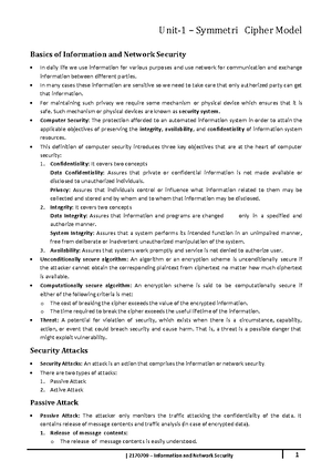 2170709 Information and Network Security-Notes PDF-Unit-2 - Block ...