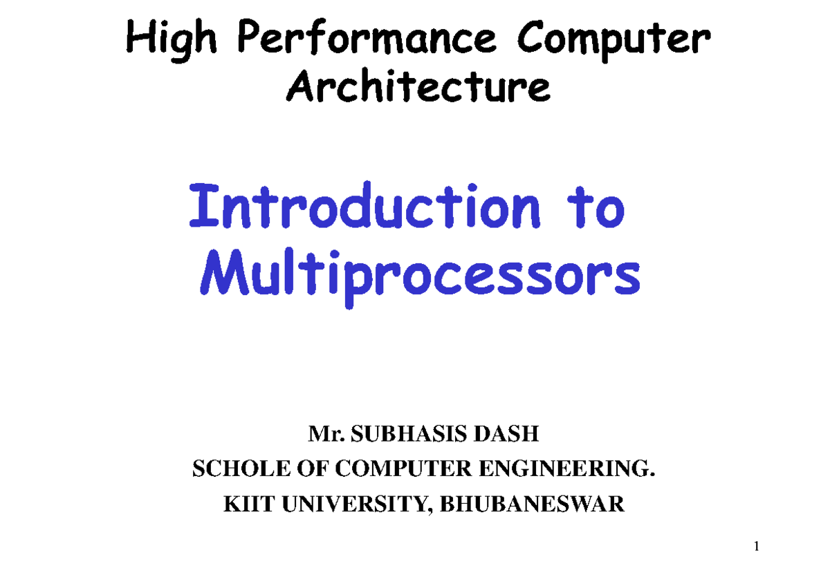Module 4 [Compatibility Mode] - Int d ti nt High Performance Computer Architecture Introduction ...