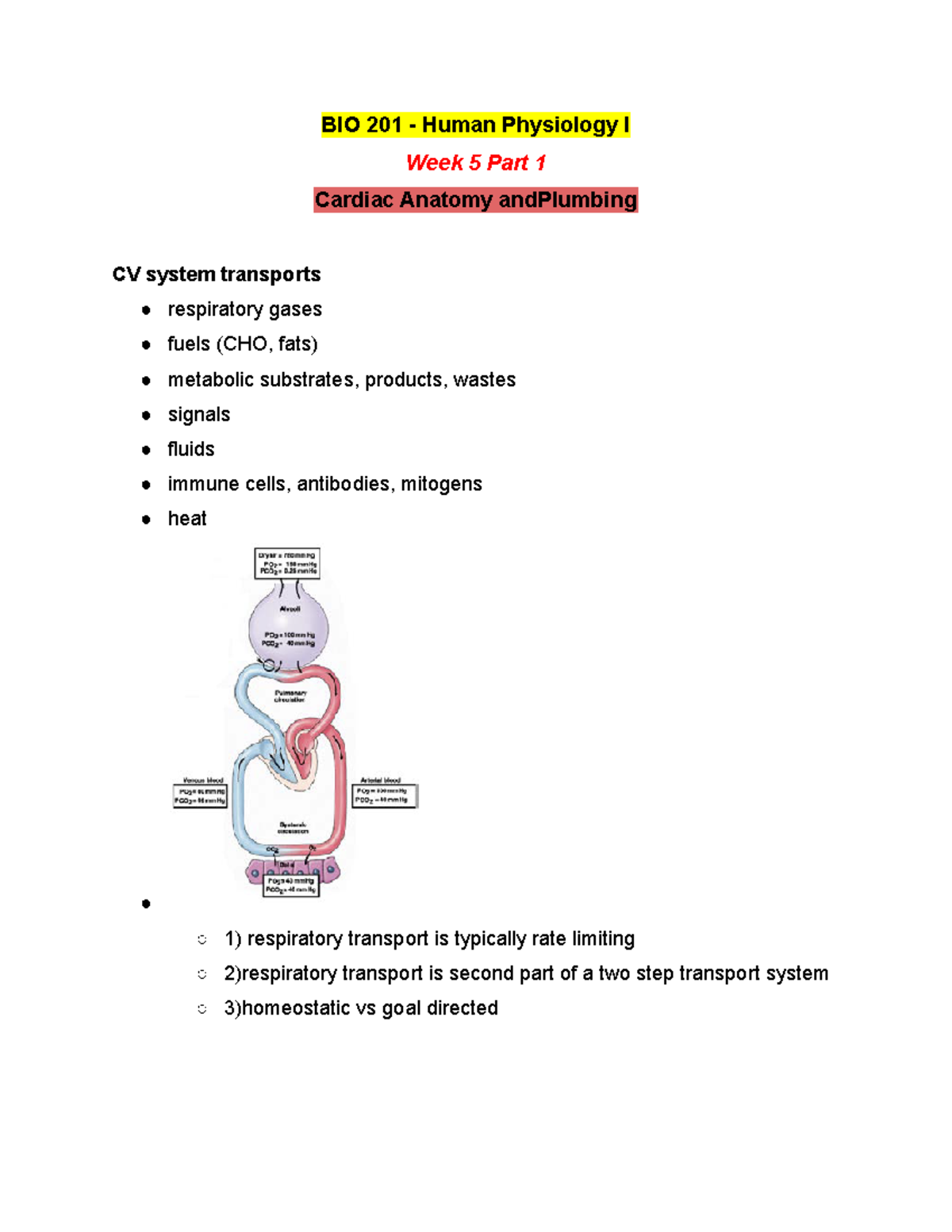 BIO 201 Lecture Notes Week 5 Part 1 - Winter 2019 - BIO 201 - Human ...