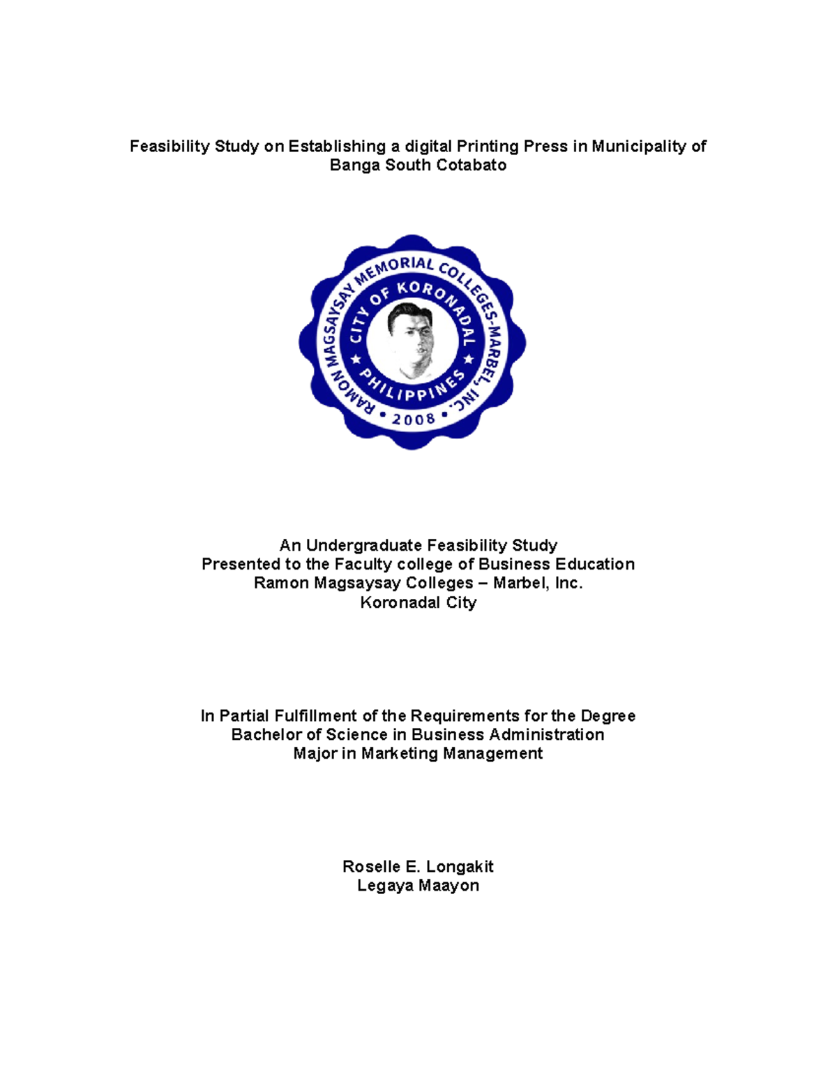 Questionnaire - Digital Marketing - Feasibility Study on Establishing a ...