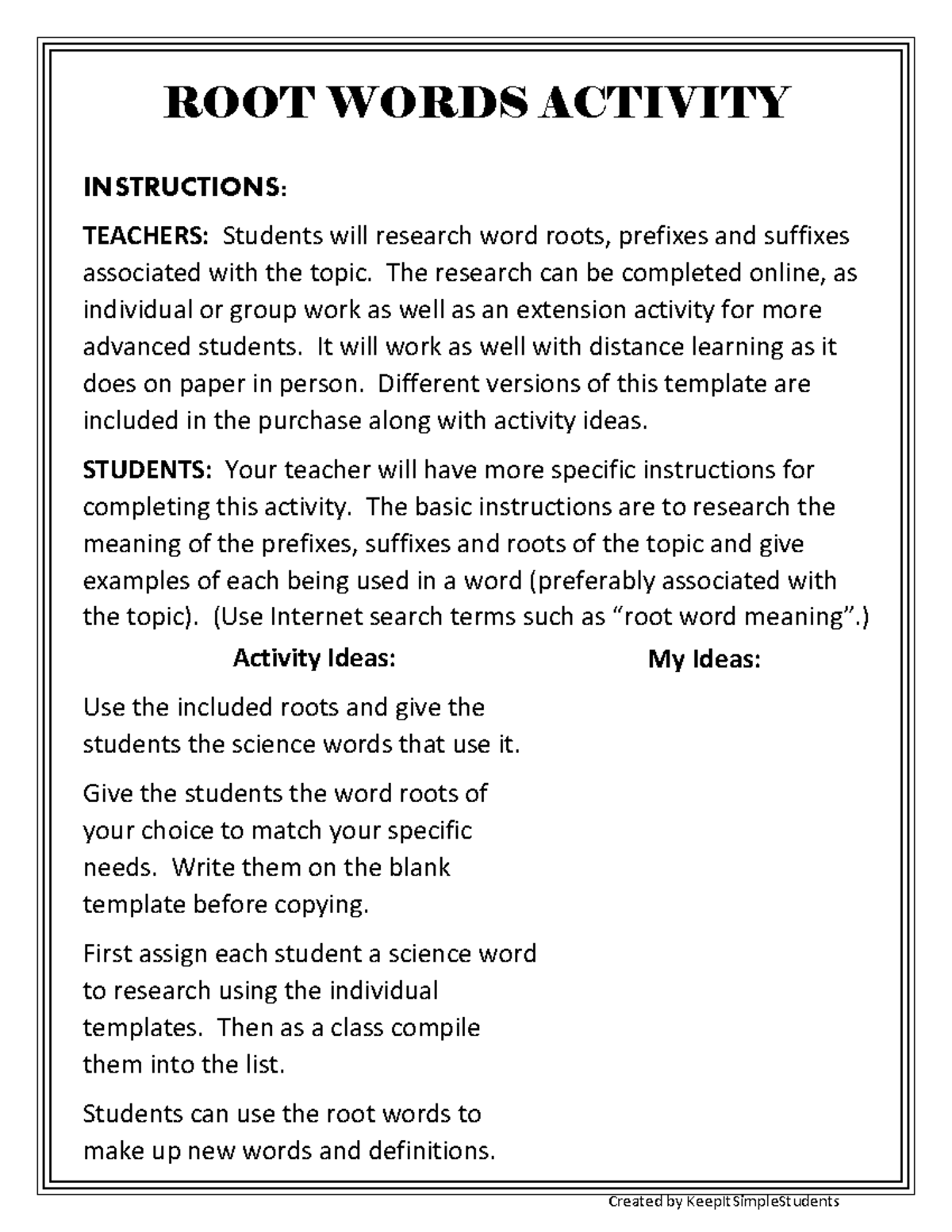 Biomesand Ecosystems Rootwordsprefixesand Suffixesvocabulary Activity-1 ...