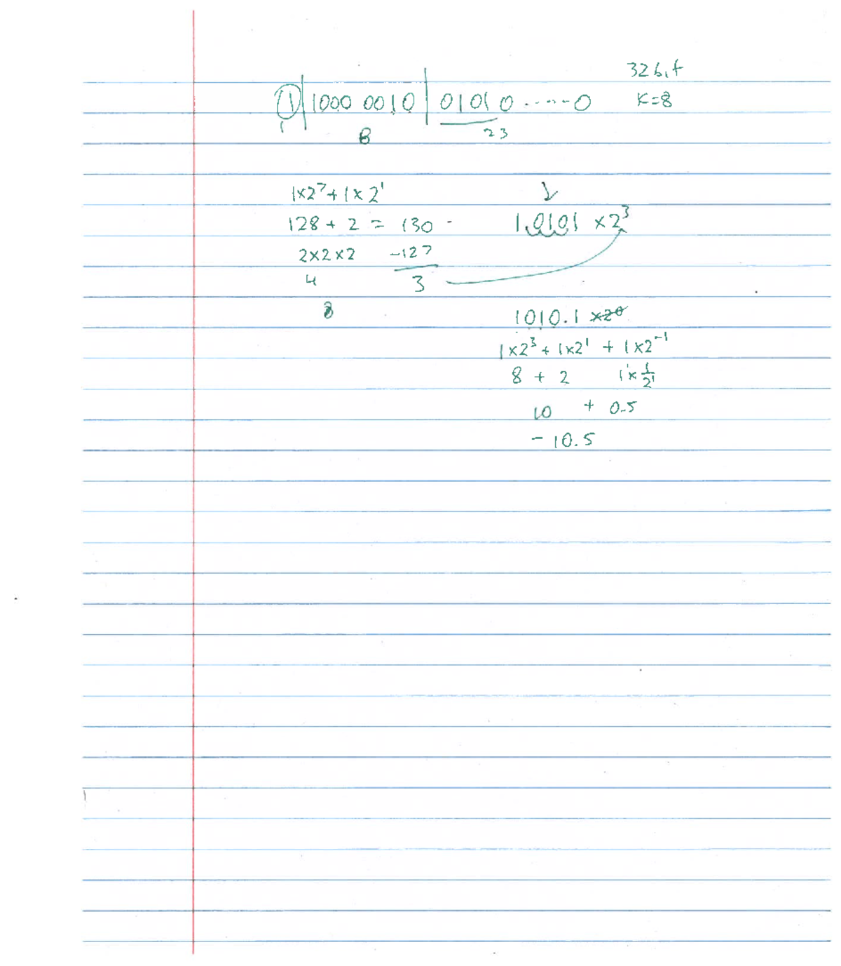 Binary-reverse - lecture notes - Cmput201 - 32bit Q 1000 0010 01010.. K ...