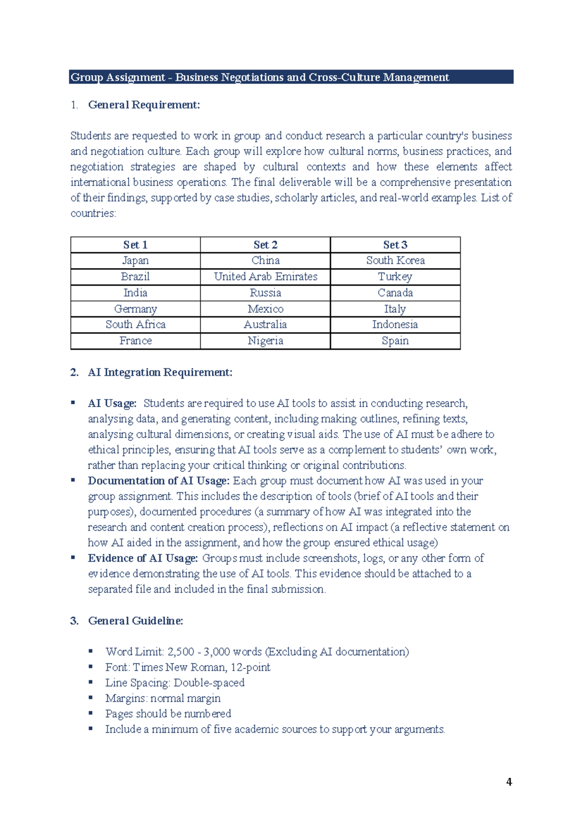 Group Assignment Guidelines - Cross Cultural Management and Negotiation ...