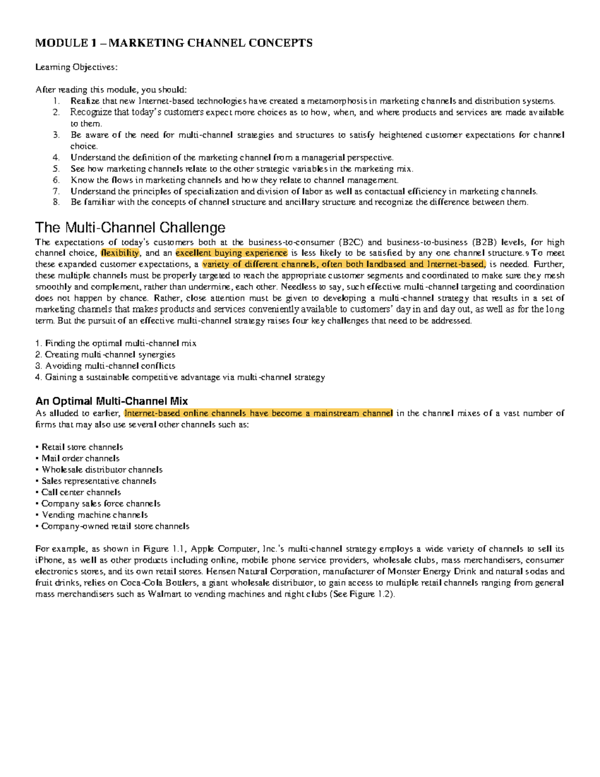 Module 1 - Marketing Channel Concepts r1 - MODULE 1 – MARKETING CHANNEL ...