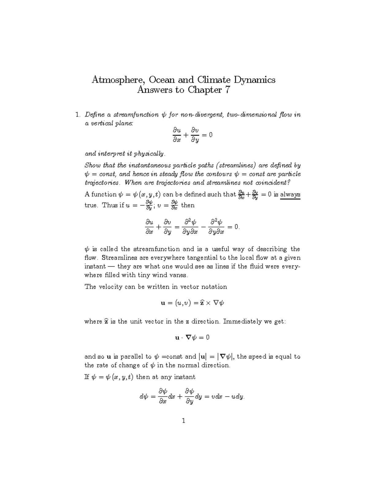 Null-1 - sho - Atmosphere, Ocean and Climate Dynamics Answers to ...