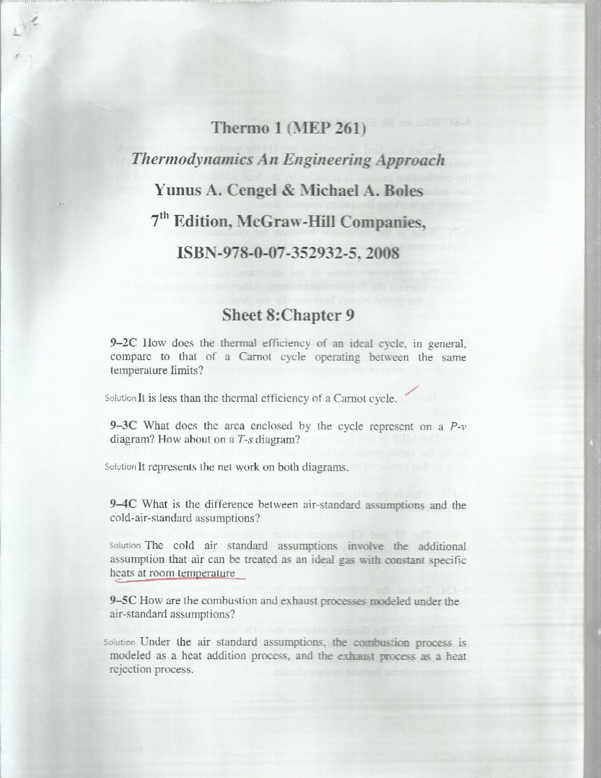 Tutorial - Solution - Fundamental Thermodynamics - Studocu