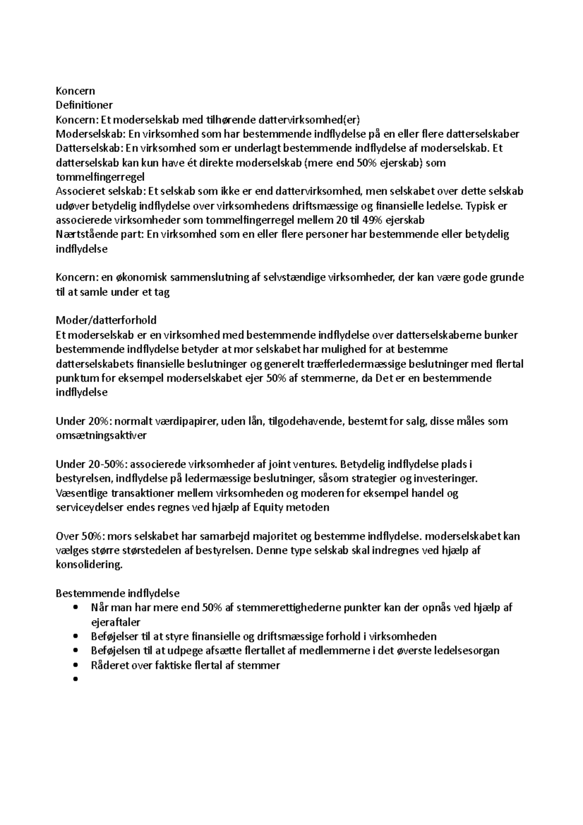 Koncern - Koncern Definitioner Koncern: Et moderselskab med tilhørende ...