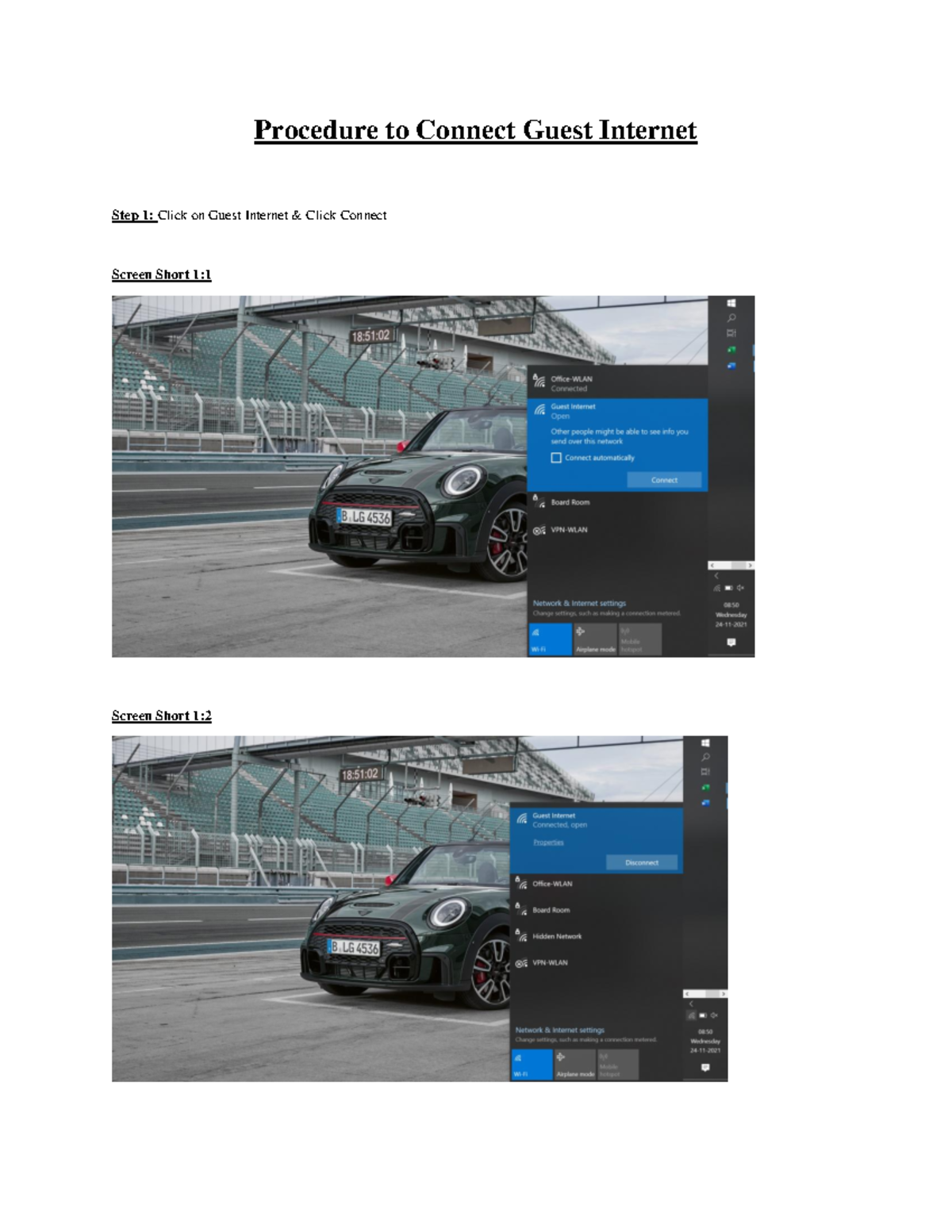 Wifi connecting user manual v1 - Procedure to Connect Guest Internet ...