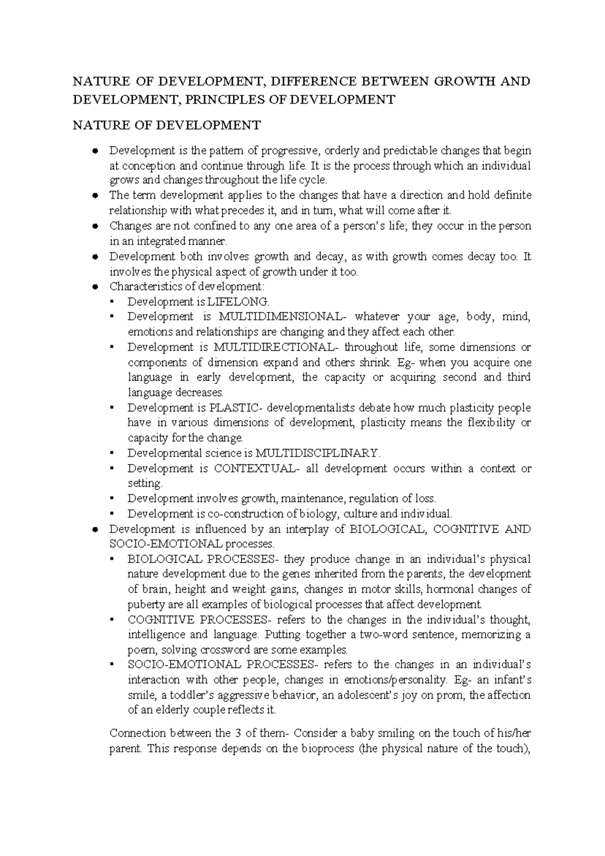HD unit I - running notes to study for revision - NATURE OF DEVELOPMENT ...