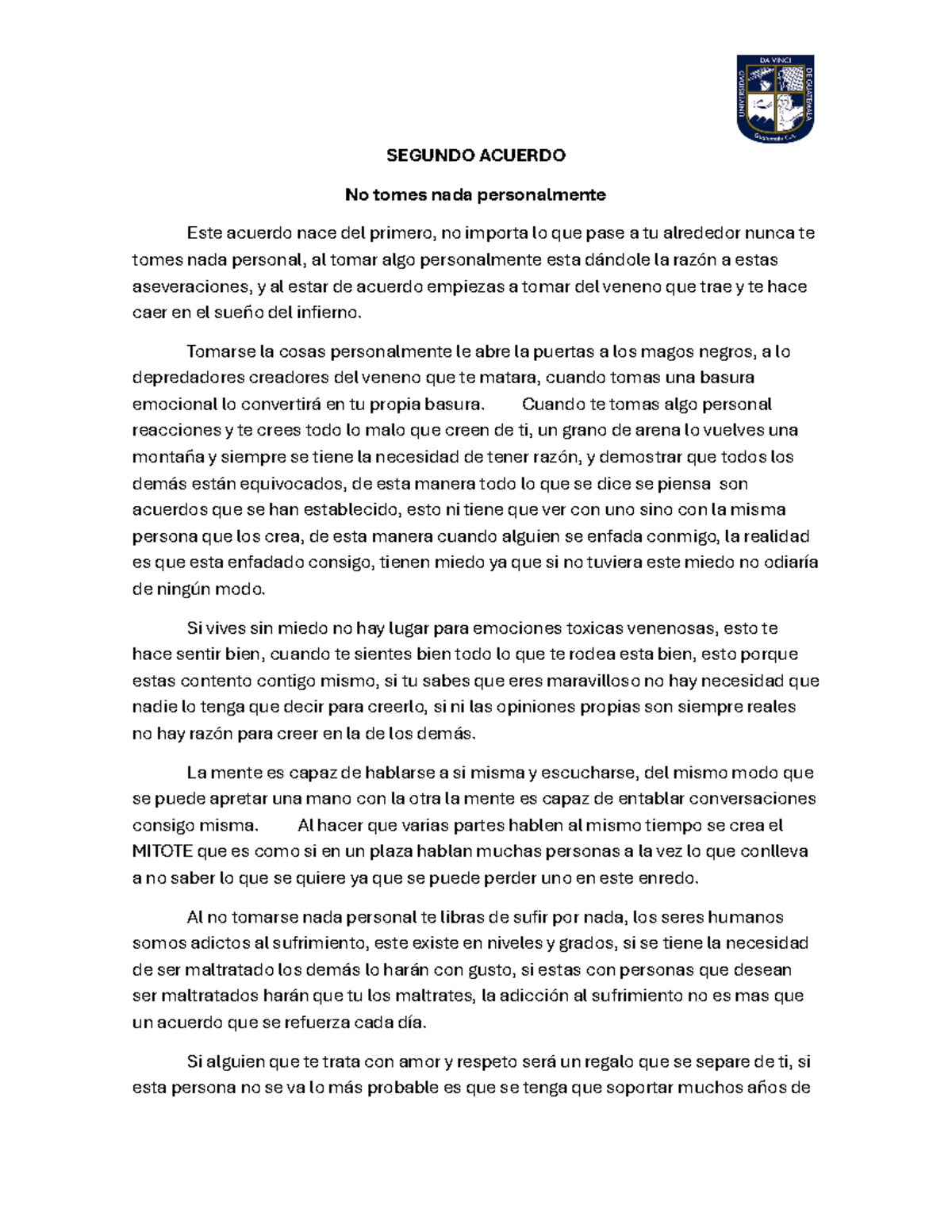 Segundo Acuerdo - Resumen Principios y Teorías de la Consejería ...