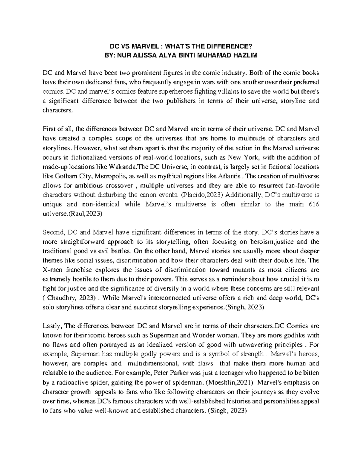 Marvel VS DC Essay - DC VS MARVEL : WHAT'S THE DIFFERENCE? BY: NUR ...