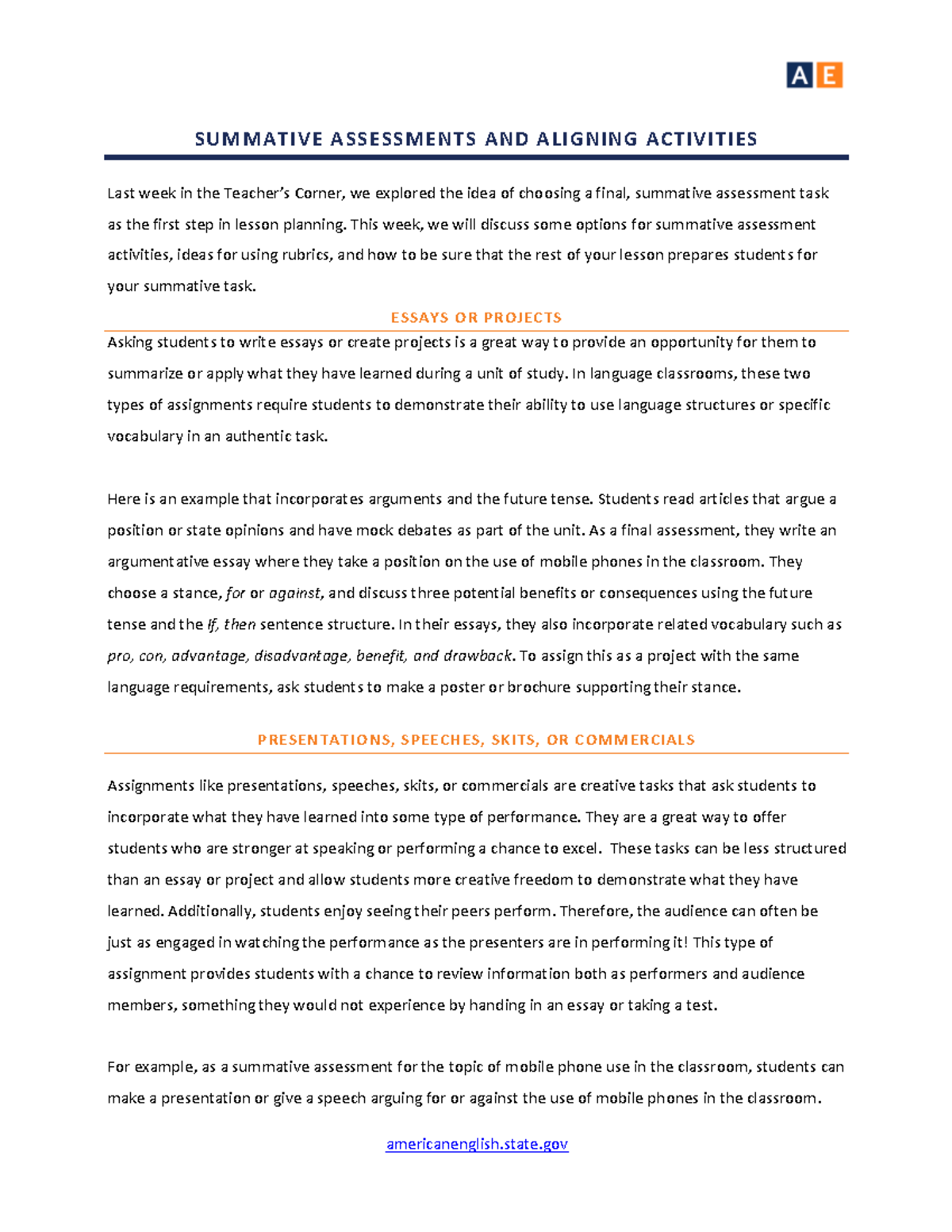 Week2summativeassessmentsaligningactivities final - SUMMATIVE ...