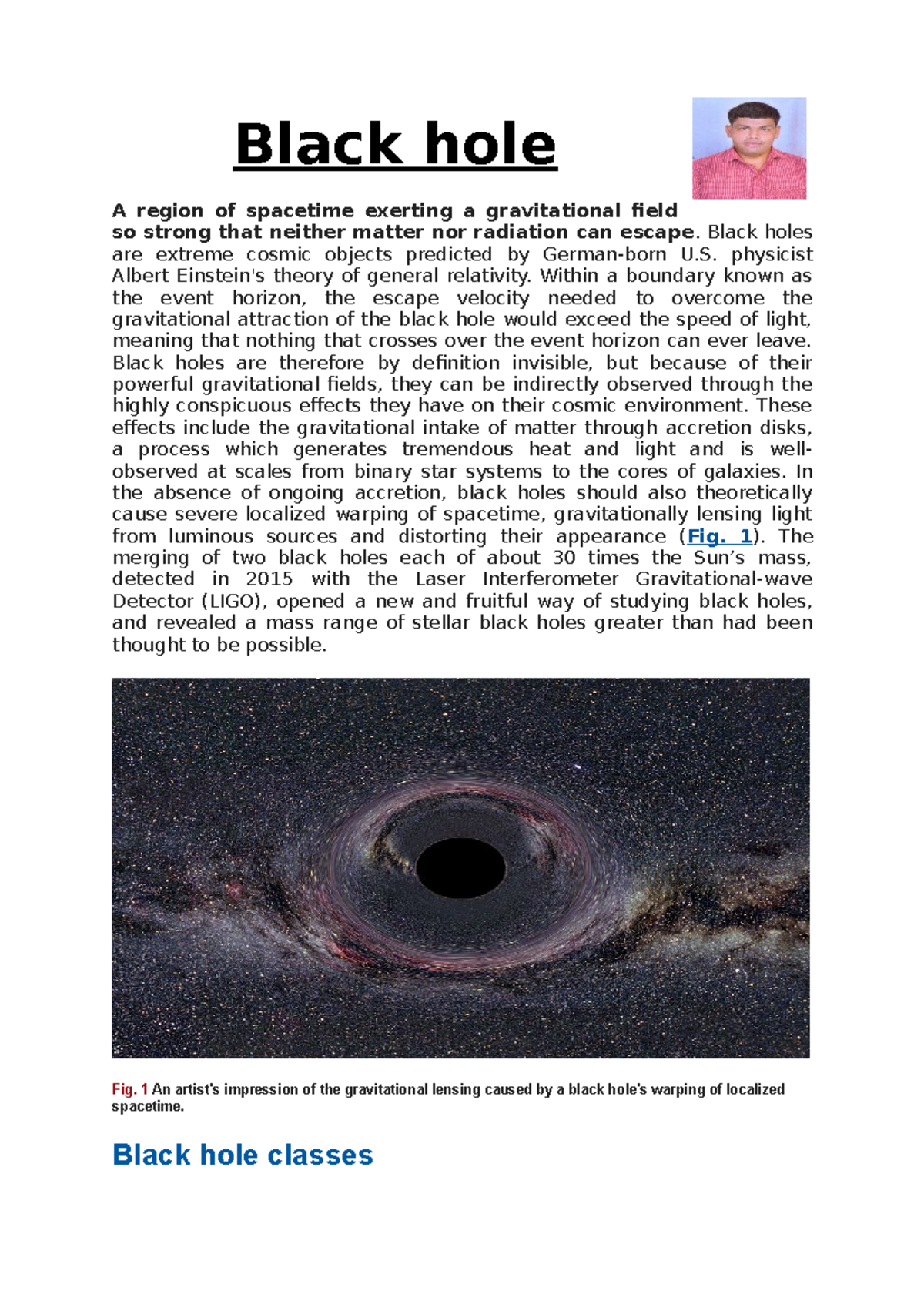 Black hole article 2 - sdgjhdsbakjghwhwjkasfhkj - Black hole A region ...