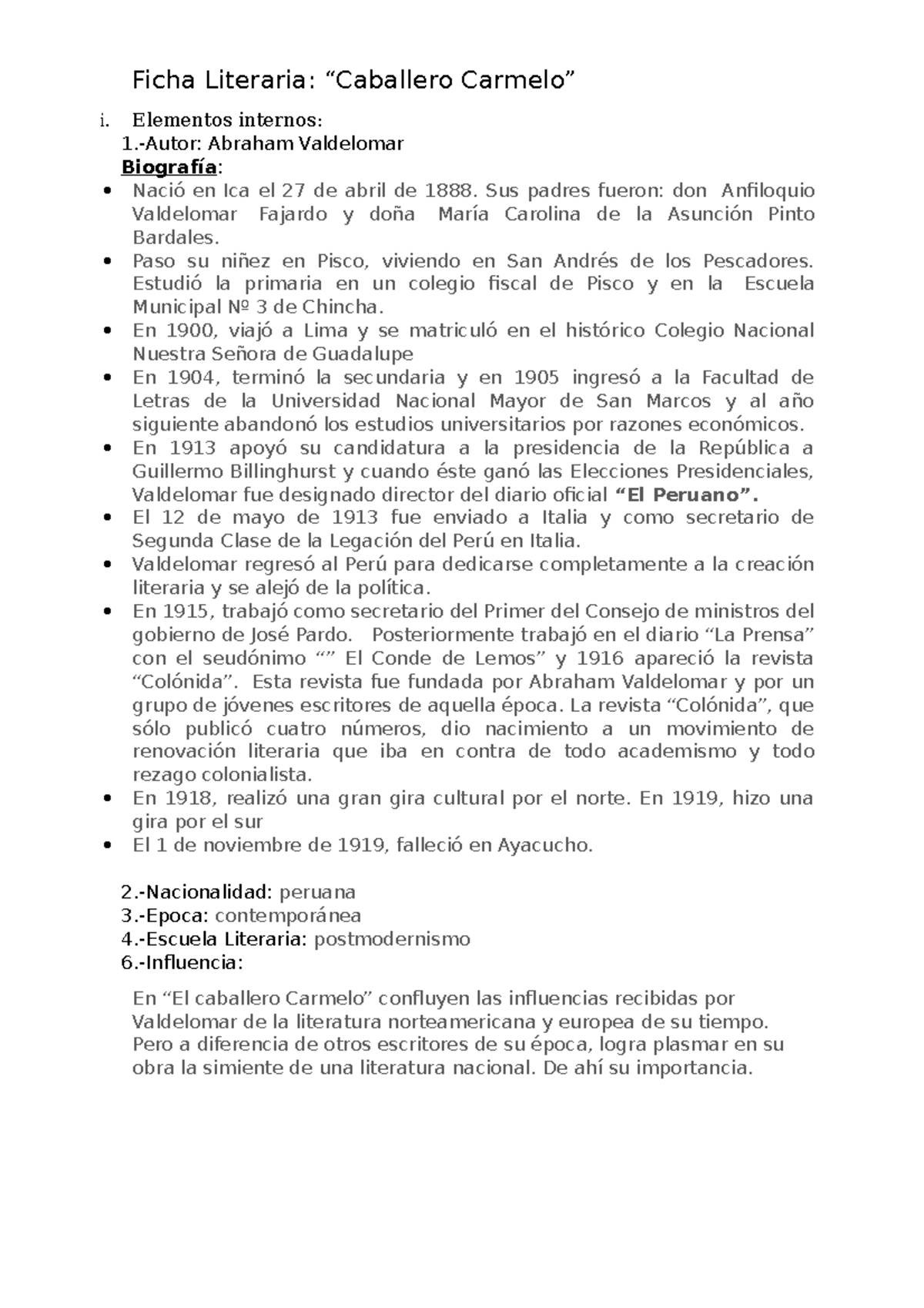 Ficha Literaria - hola - Ficha Literaria: “Caballero Carmelo” i ...