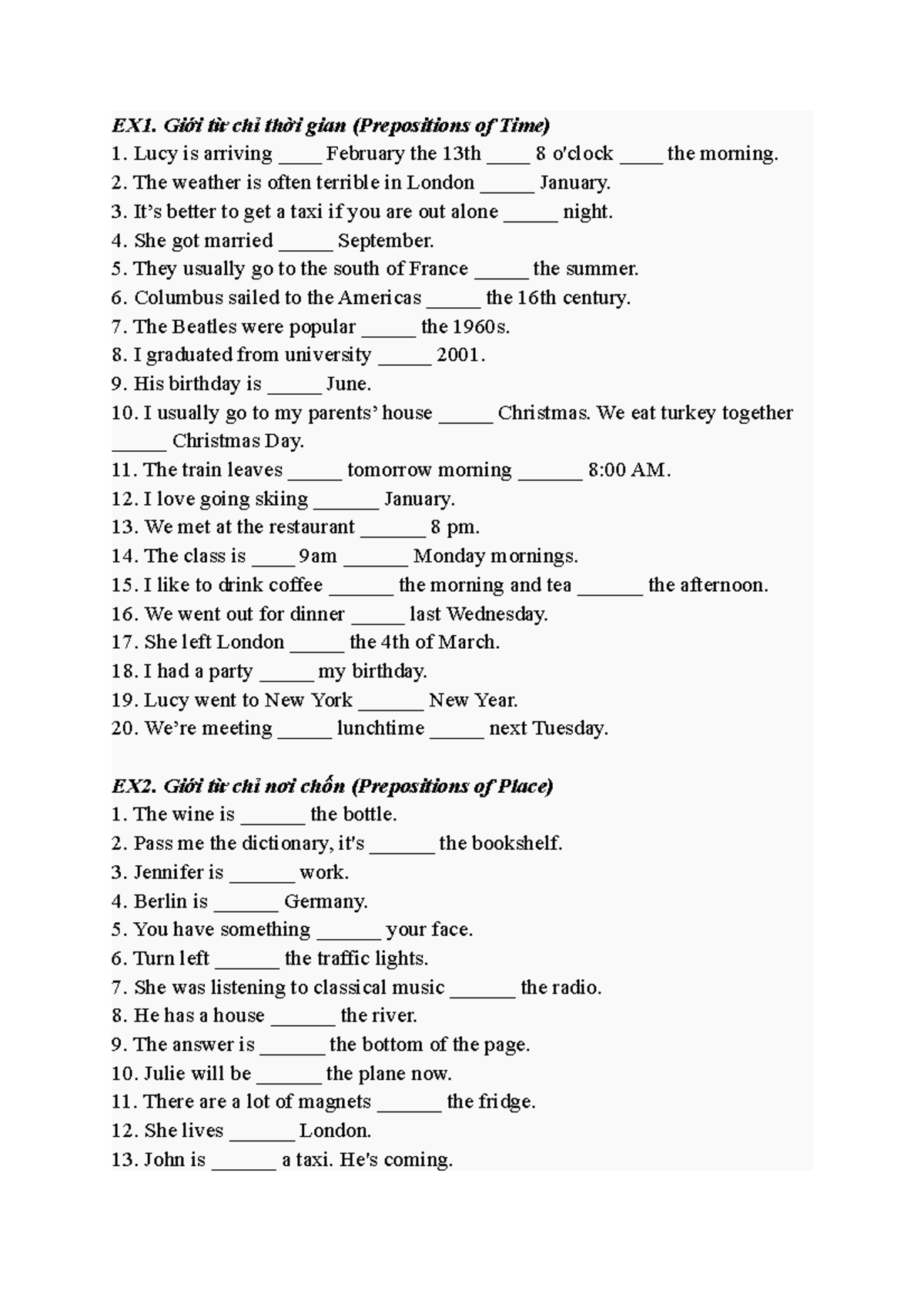 Btgioitu - jbahbchkwb - EX1. Giới từ chỉ thời gian (Prepositions of ...