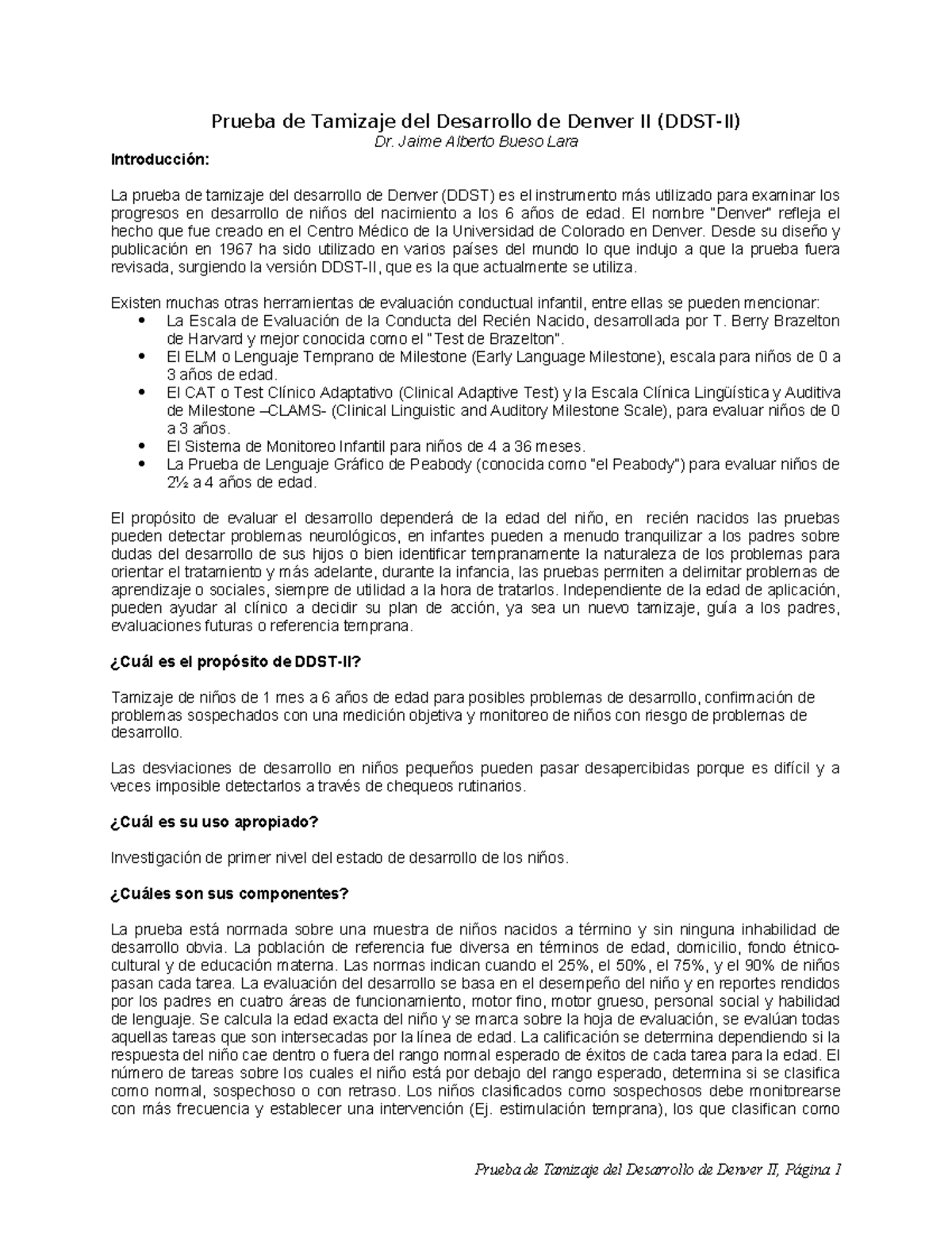 Denver-teoria - test de denver - Prueba de Tamizaje del Desarrollo de ...