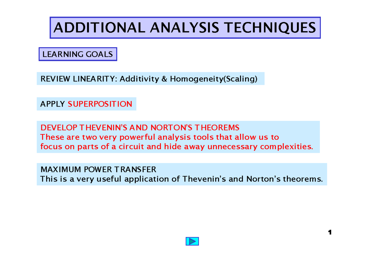 Ch03 introsuperposition - ADDITIONAL ANALYSIS TECHNIQUES LEARNING GOALS REVIEW LINEARITY ...