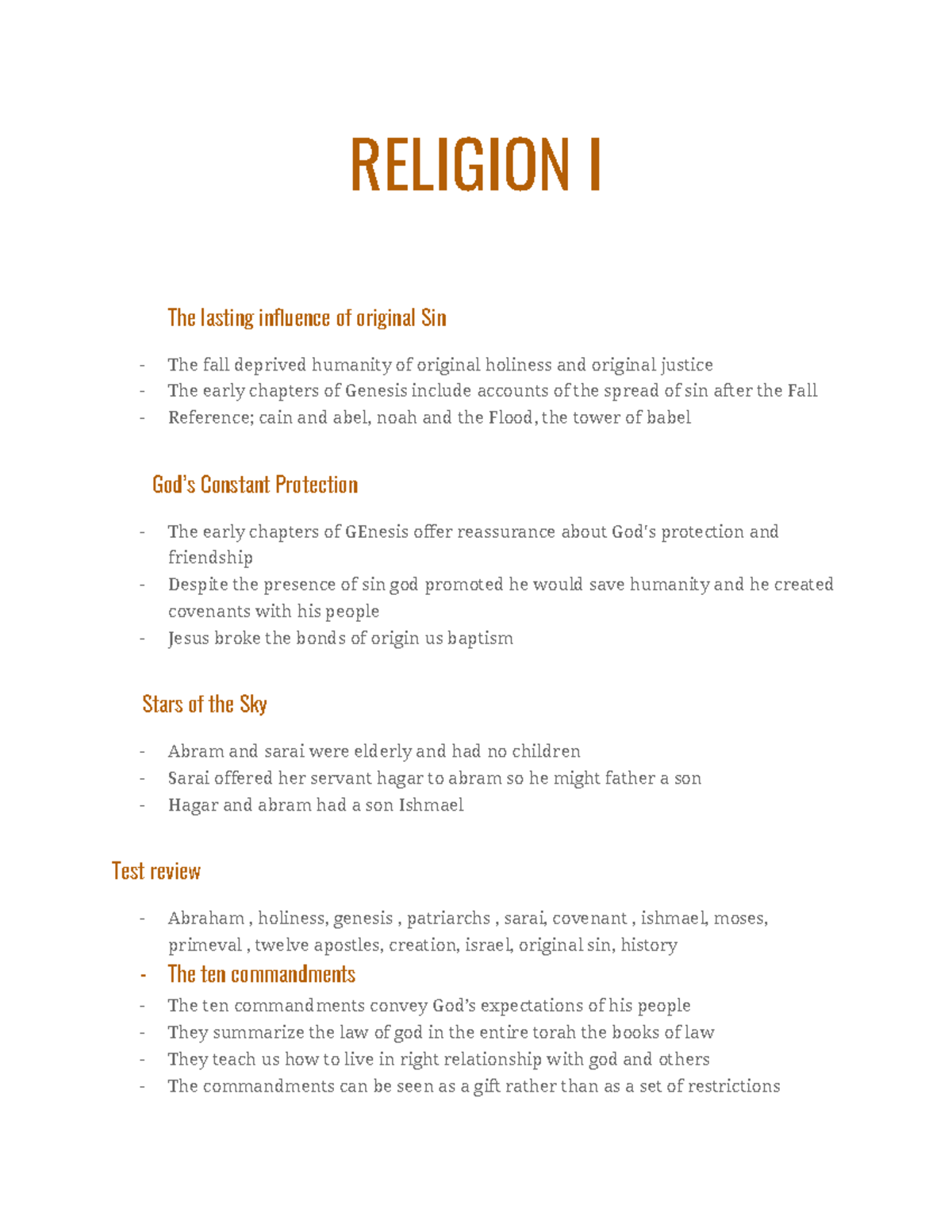 Religion 101 - RELIGION I The lasting influence of original Sin The ...