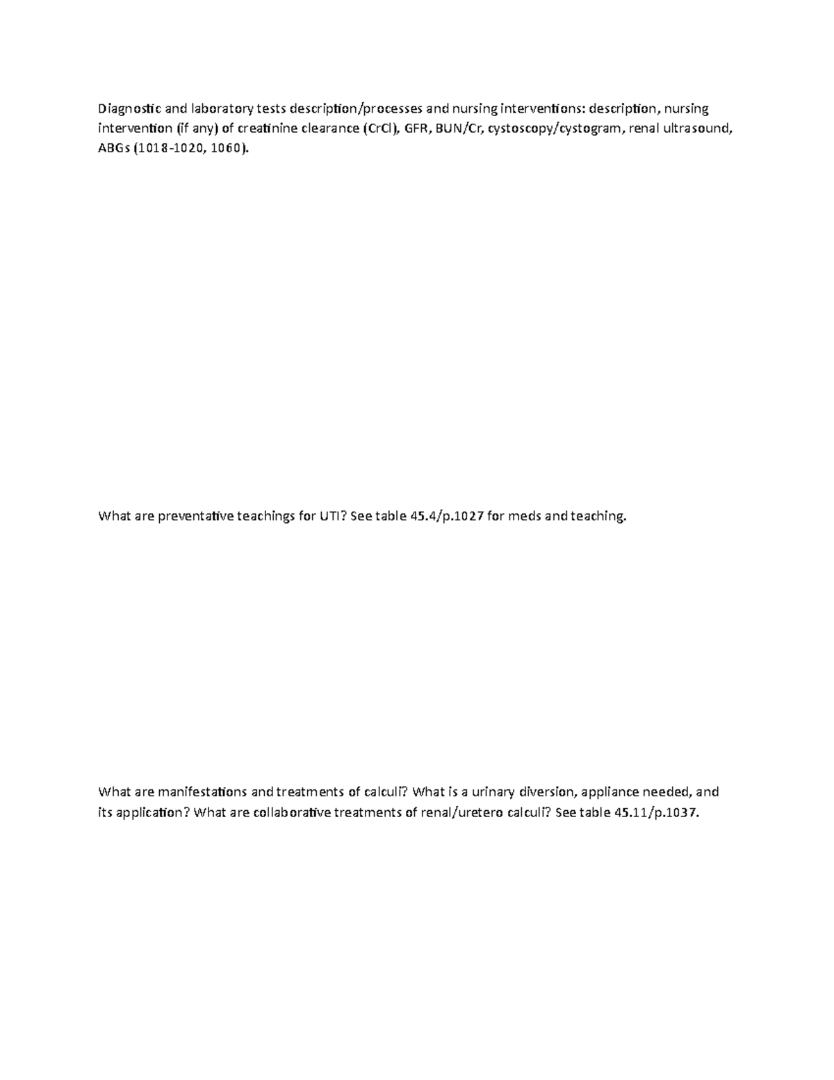 Test SG - urinary system important info - Diagnostic and laboratory ...