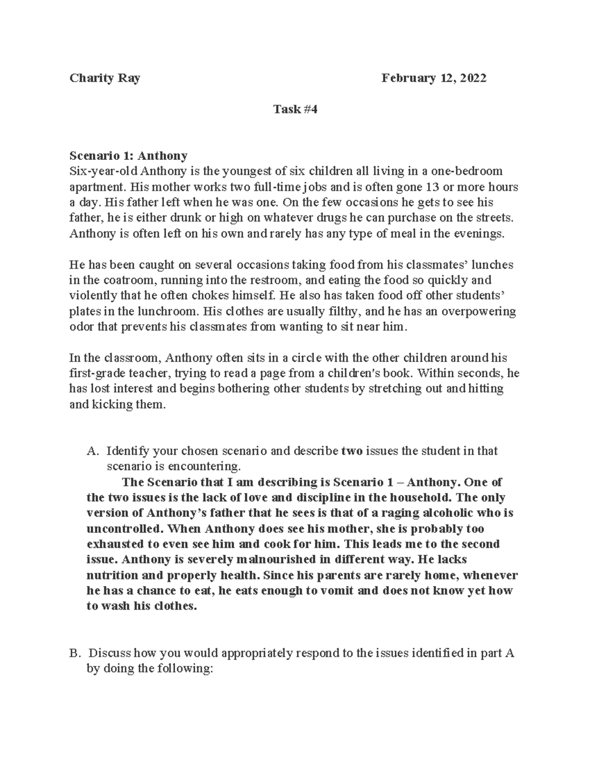 School as a Community of Care- Task 4 - Charity Ray February 12, 2022 ...