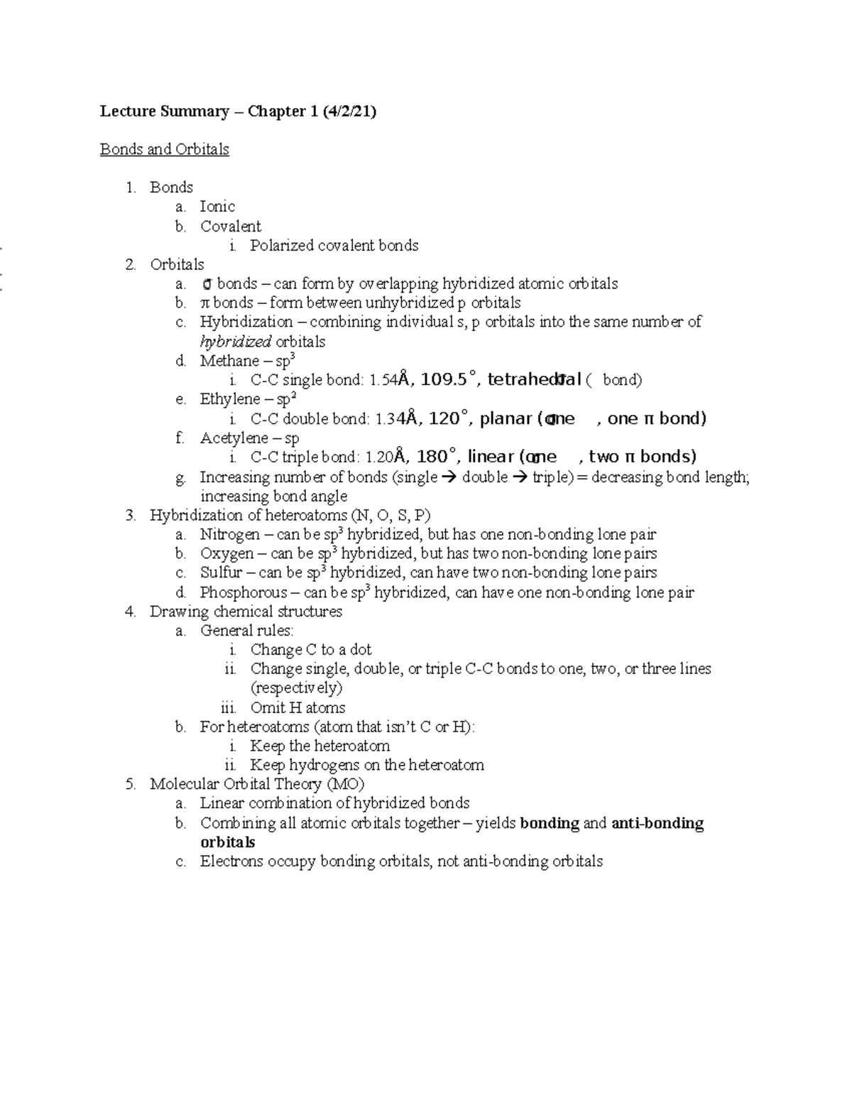 Lecture Summaries by Chapter - Lecture Summary – Chapter 1 (4/2/21 ...