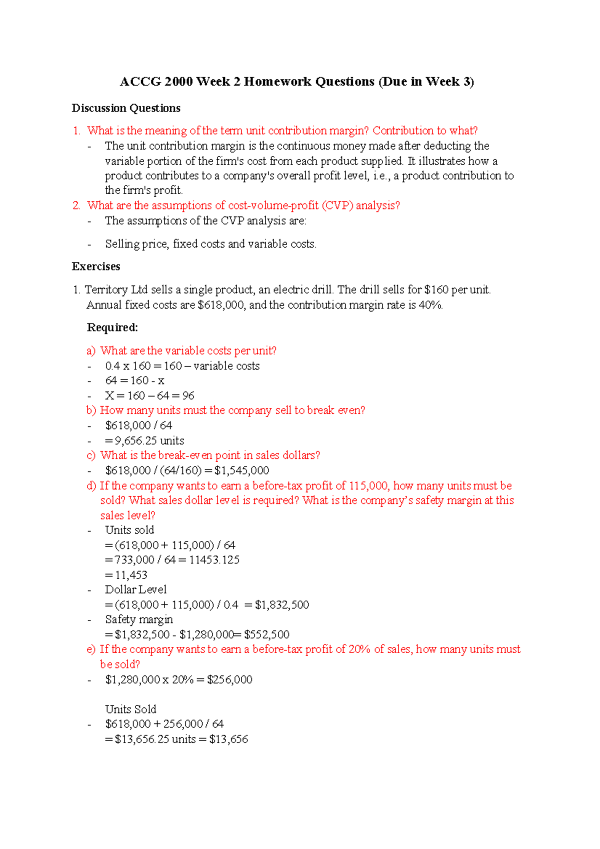 ACCG 2000 Week 2 Homework Questions - ACCG 2000 Week 2 Homework Questions (Due in Week 3 ...