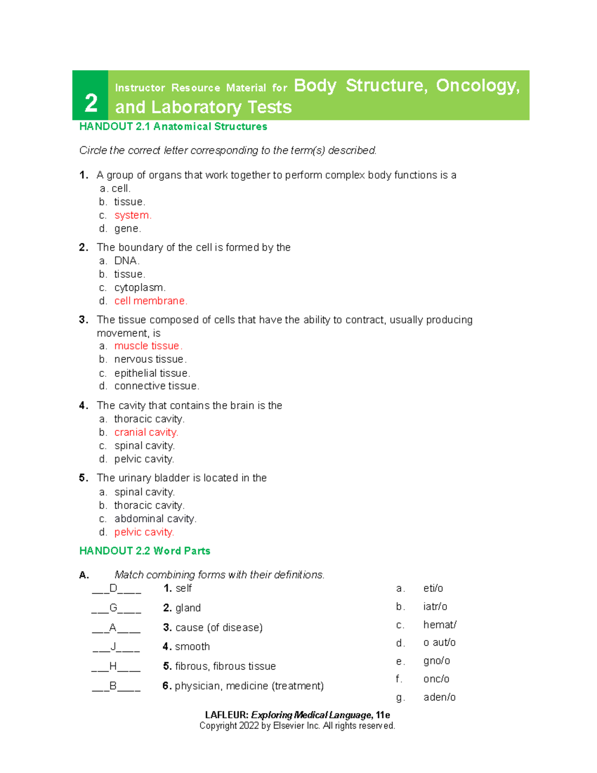 Chapter 2 2.1 medical - 2 Instructor Resource Material for Body ...