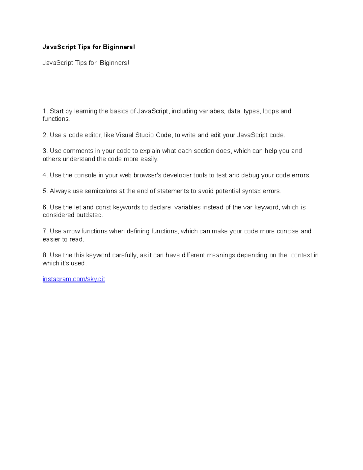 Java Script Tips for Beginners - JavaScript Tips for Biginners ...