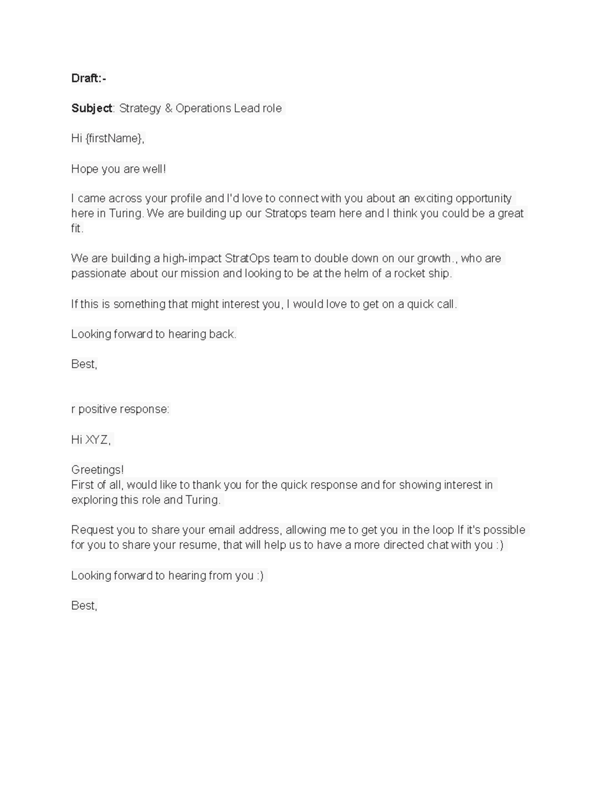 Strat Ops lead - Communication - Draft:- Subject: Strategy & Operations ...