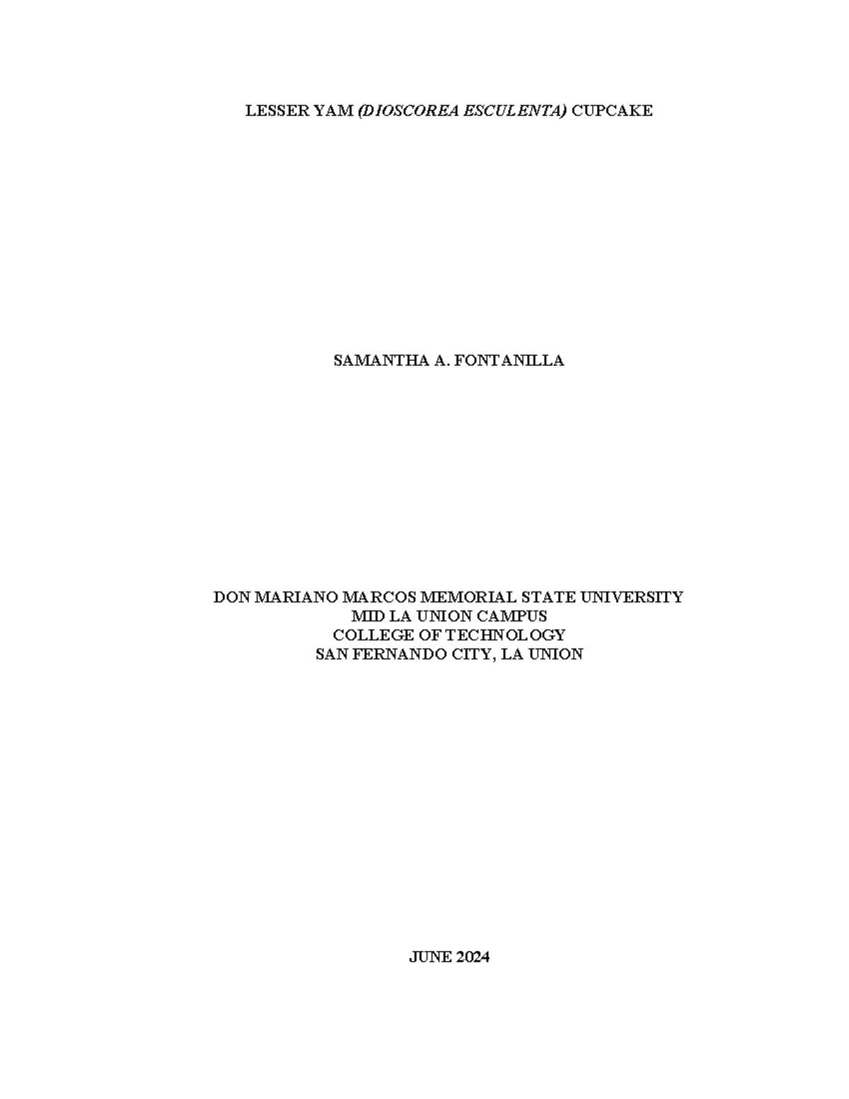 Chapter 1 Lesser YAM Cupcake - LESSER YAM (DIOSCOREA ESCULENTA) CUPCAKE ...