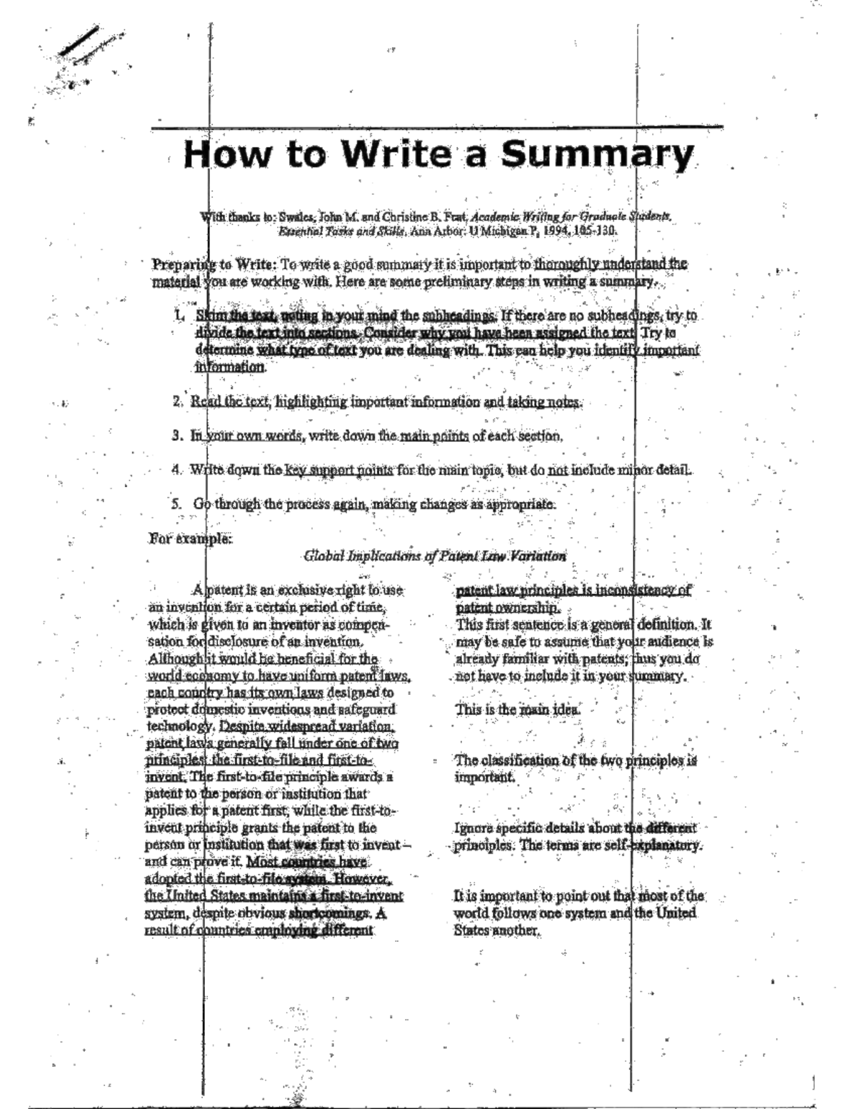 How to Write a Summary - Intermediate Composition - Studocu